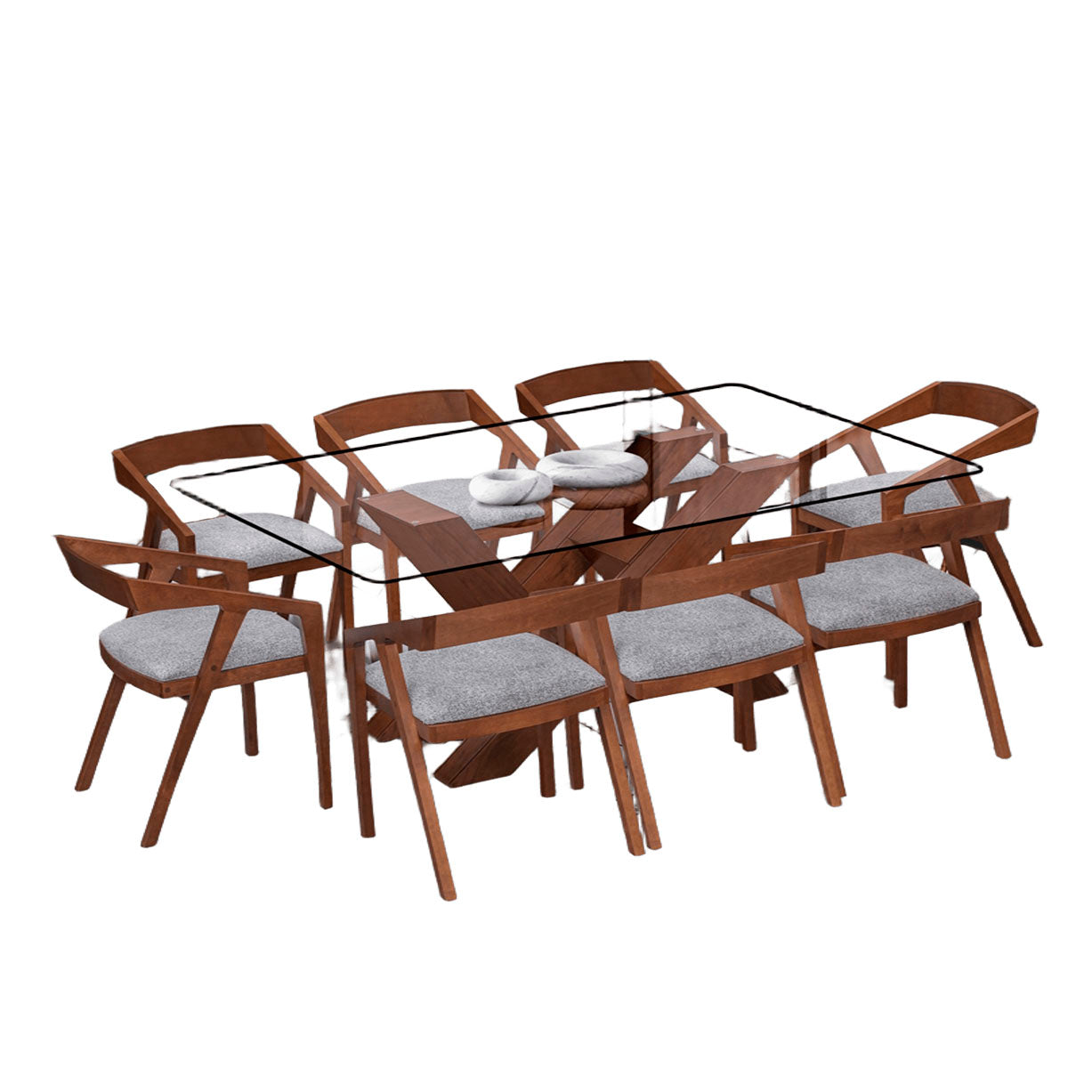 Comedor 8 Sillas Howard Cristal Nogal – Foly Muebles la mueblería más ...