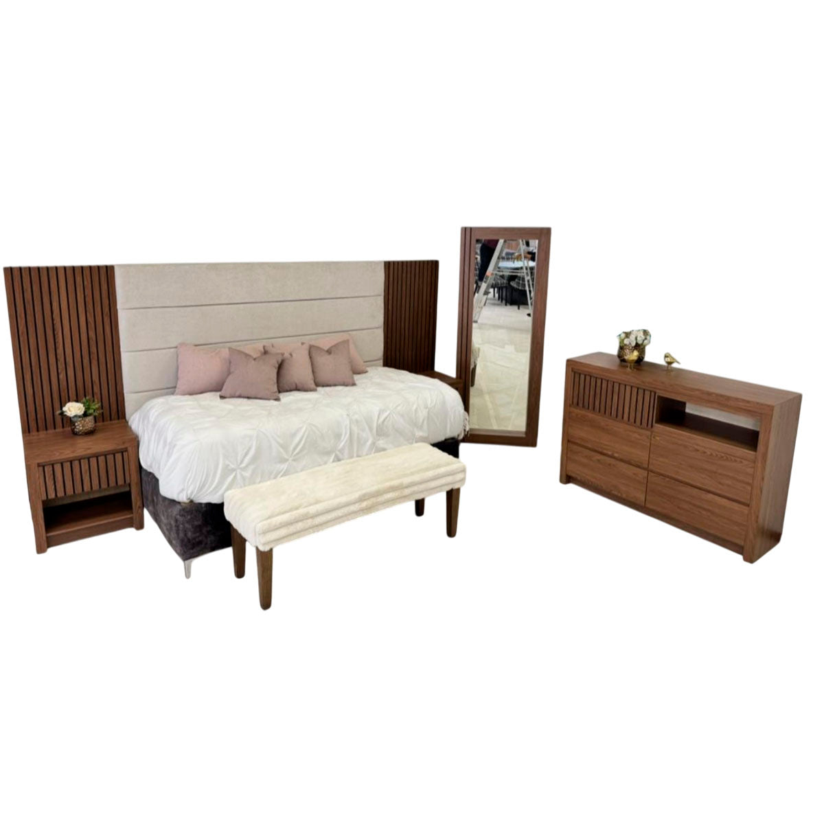 Recamara King Size Lambrin Beige 7 Piezas – Foly Muebles la mueblería ...