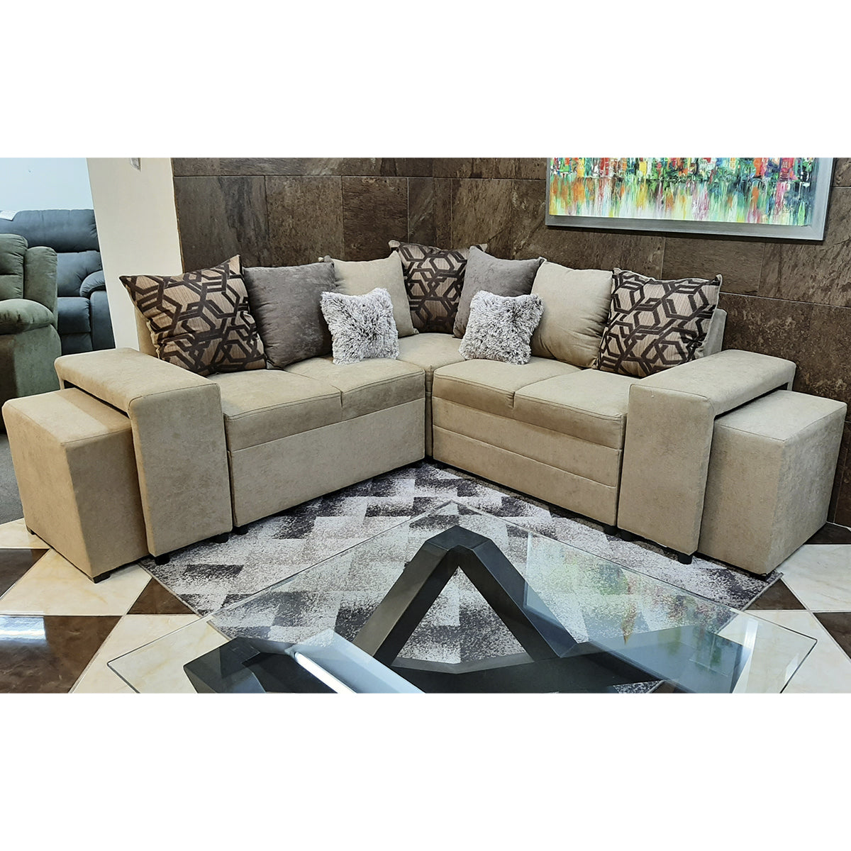 Sala Esquinera Valencia Beige – Foly Muebles la mueblería más grande de ...