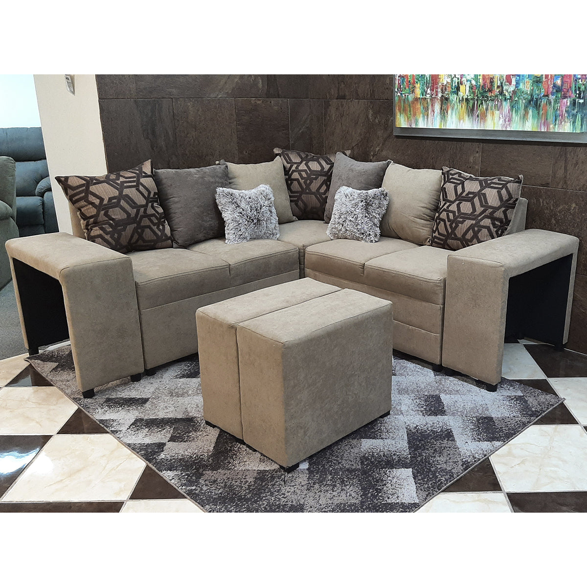 Sala Esquinera Valencia Beige – Foly Muebles la mueblería más grande de ...