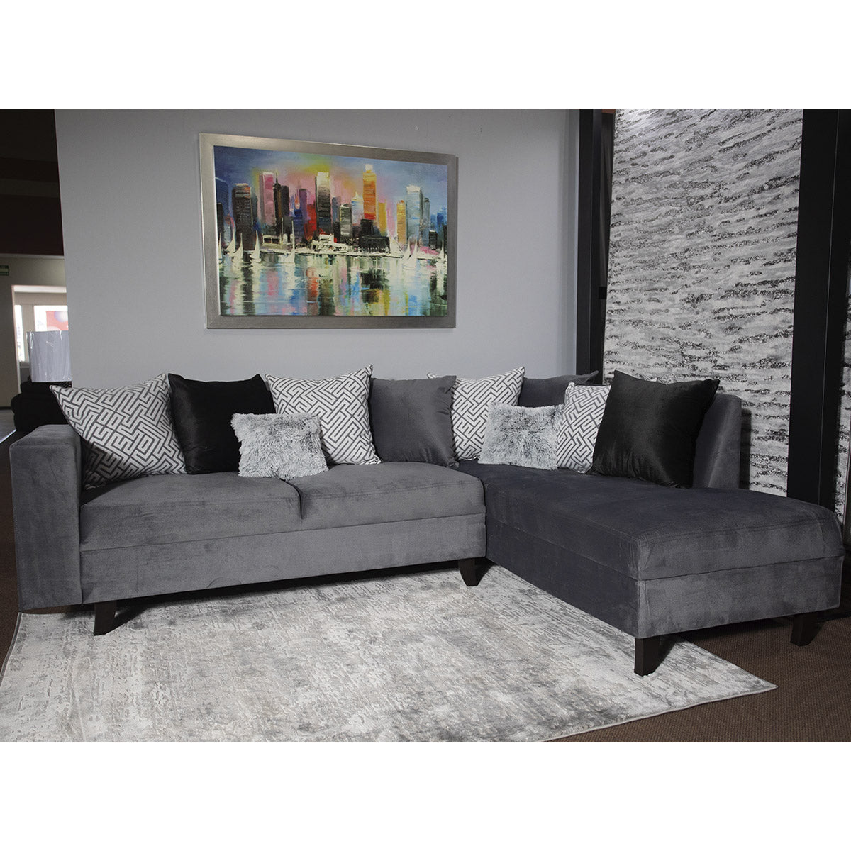 Sala Esquinera Gris Altamira – Foly Muebles la mueblería más grande de ...